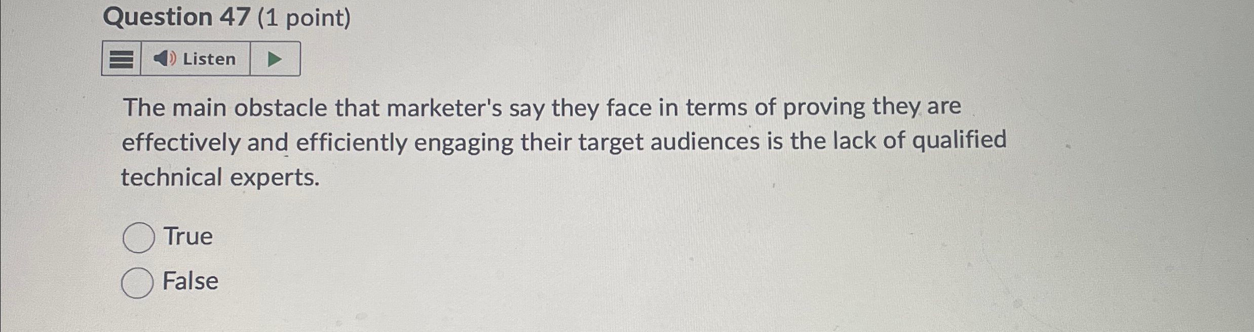 Solved Question 47 (1 ﻿point)ListenThe main obstacle that | Chegg.com
