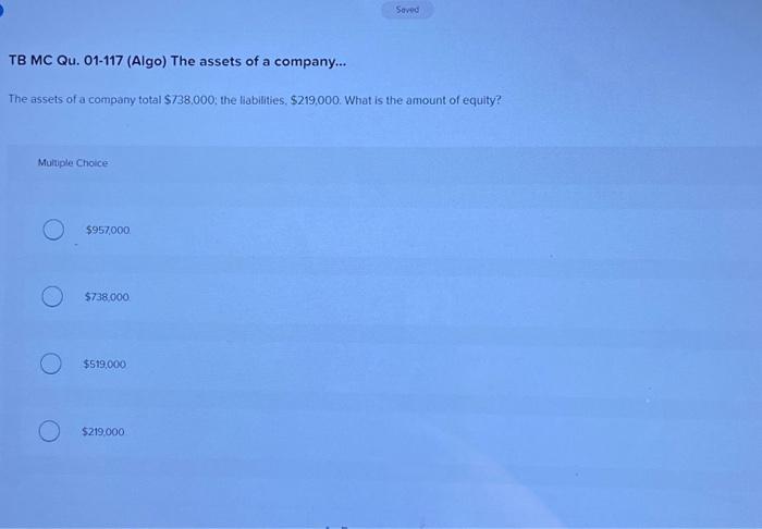 Solved TB MC Qu. 01-112 (Algo) If assets are... If assets | Chegg.com