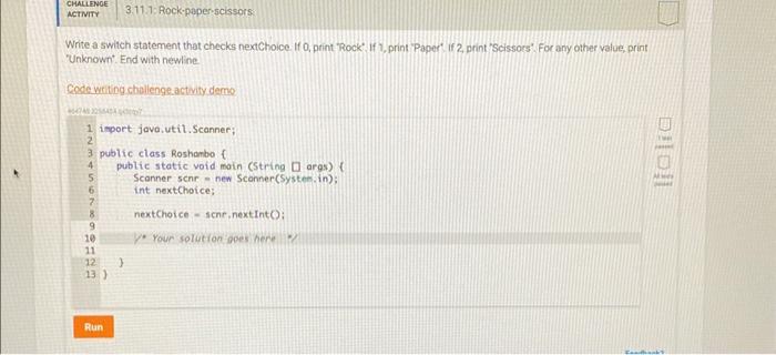 Solved Write A Switch Statement That Checks Nextchoice If 0