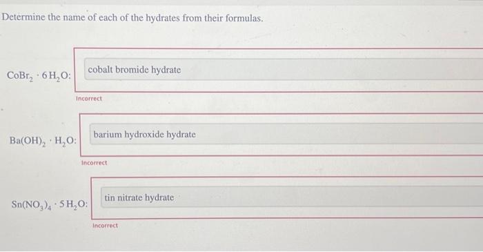 Solved Determine the name of each of the hydrates from their | Chegg.com