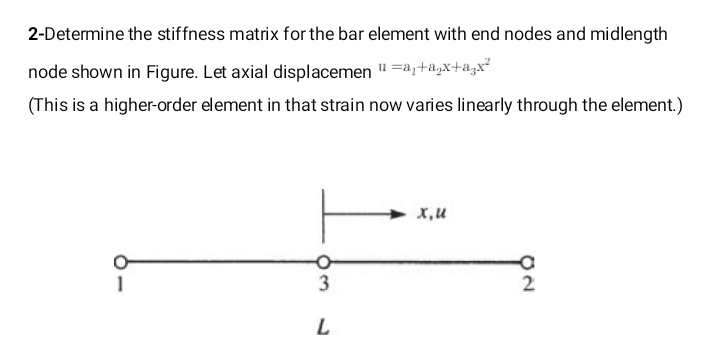 Solved 2-Determine the stiffness matrix for the bar element | Chegg.com