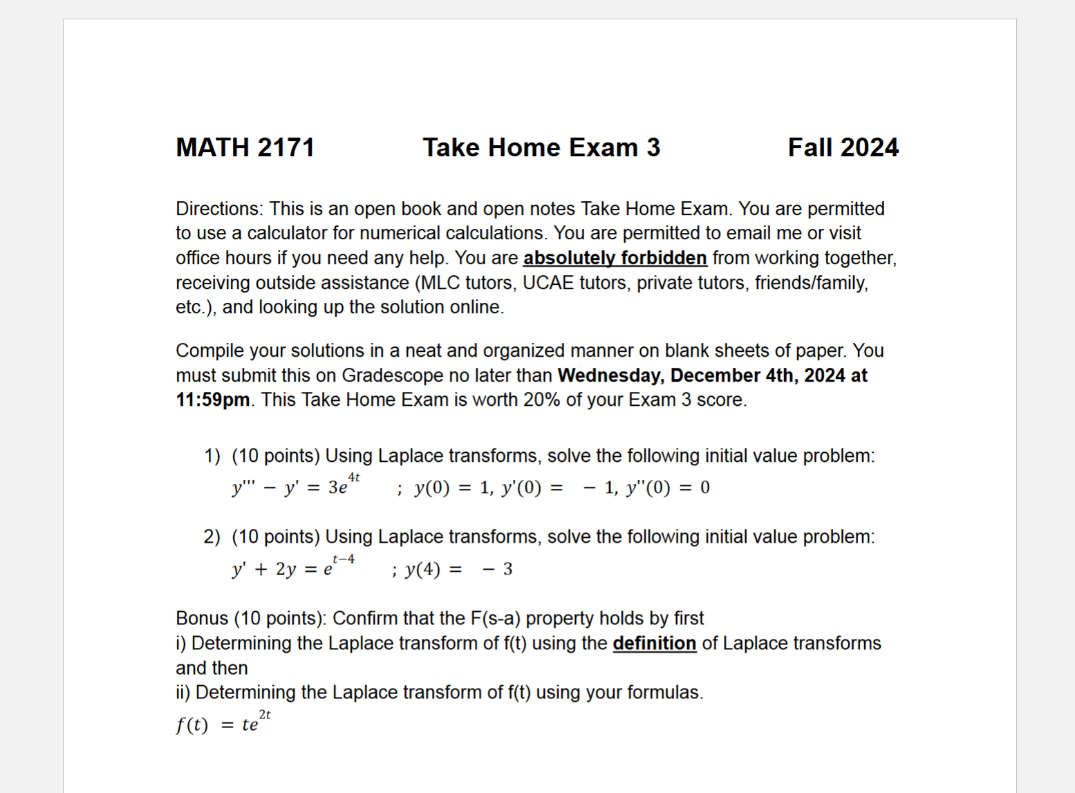 Directions: This is an ﻿open book and open notes Take | Chegg.com