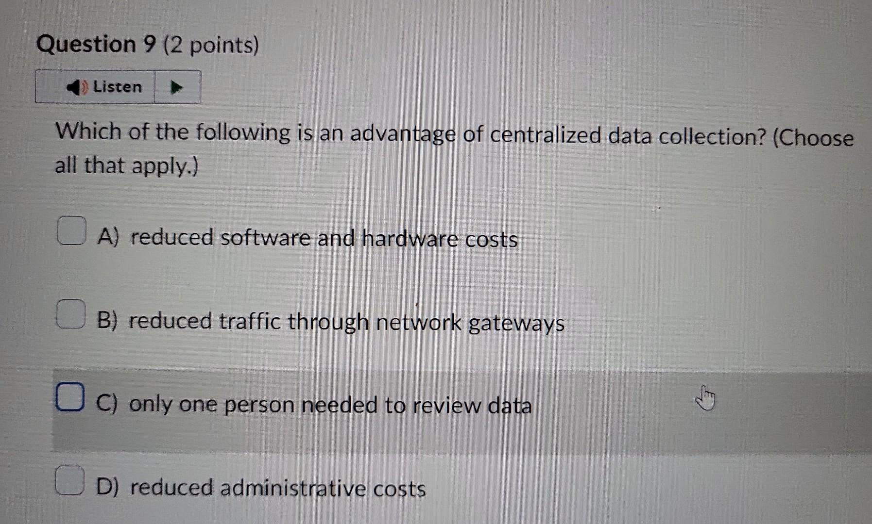 Solved Which of the following is an advantage of centralized | Chegg.com