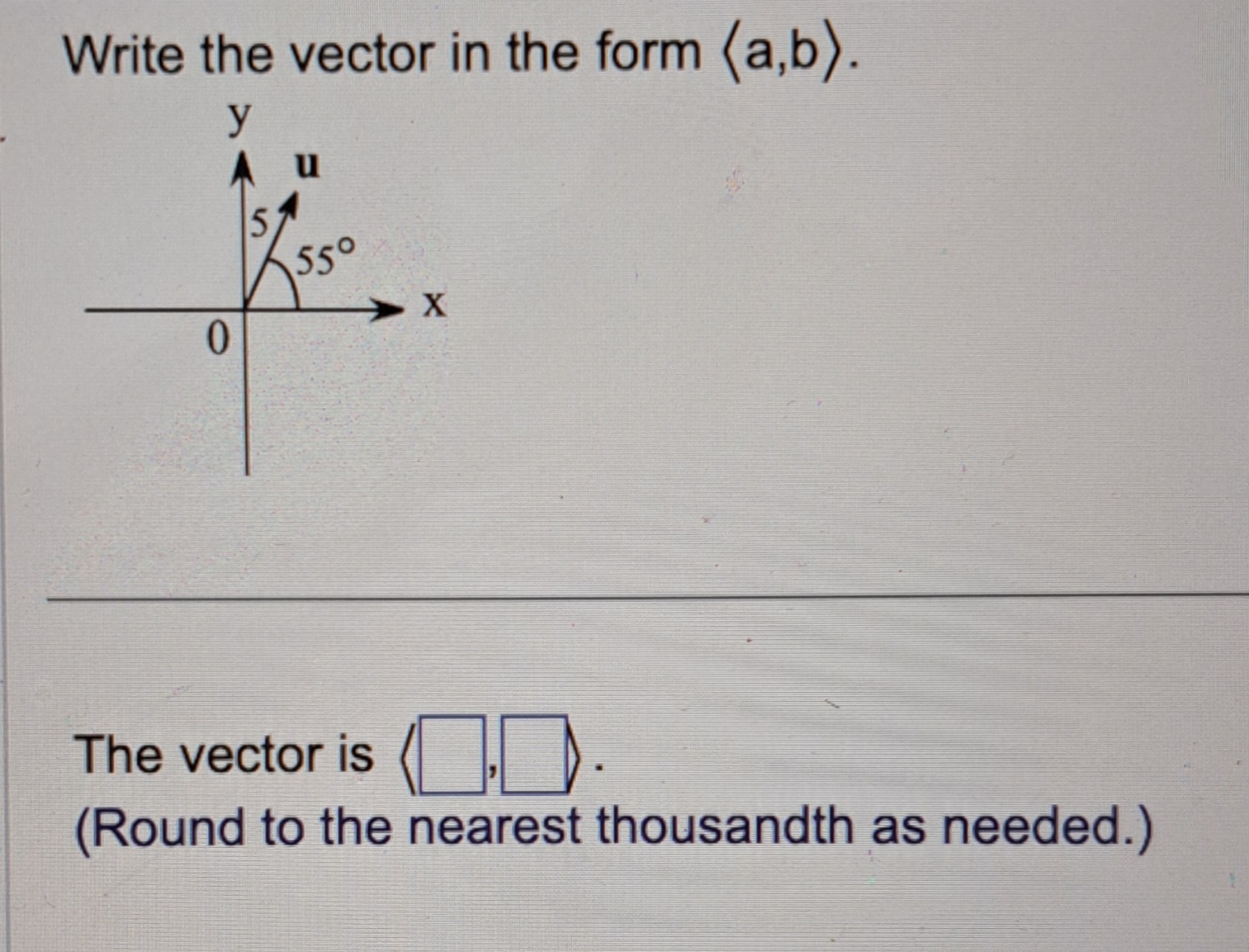 Solved Write the vector in the form (:a,b:)The vector is | Chegg.com