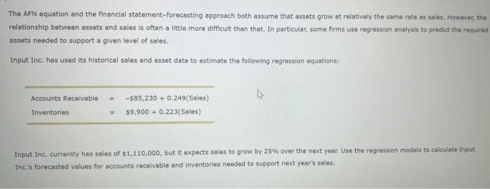 Solved The AfN equation and the financial | Chegg.com