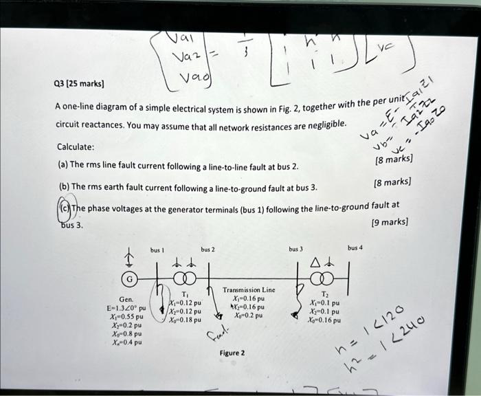Solved A one-line diagram of a simple electrical system is | Chegg.com