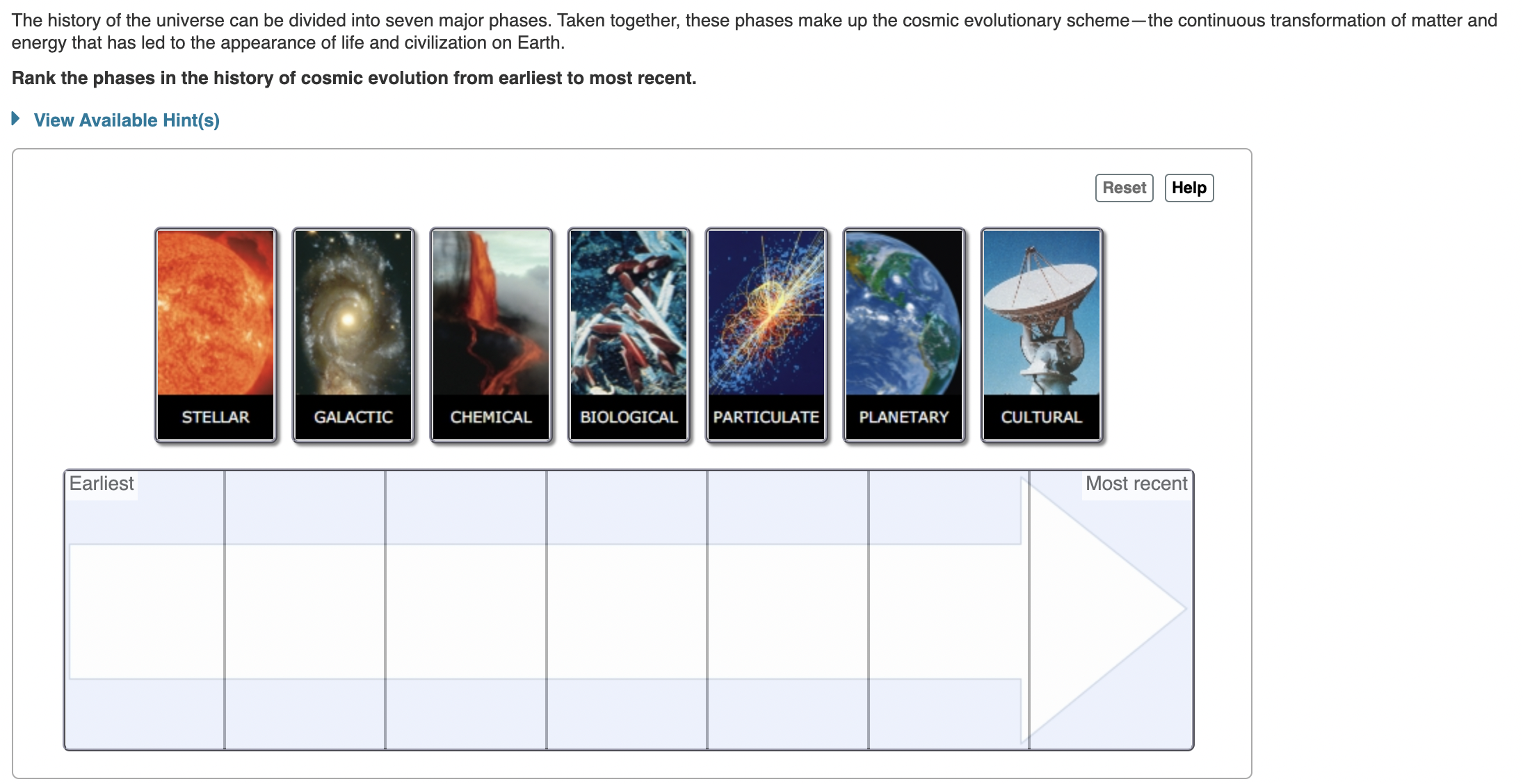 Solved The history of the universe can be divided into seven | Chegg.com