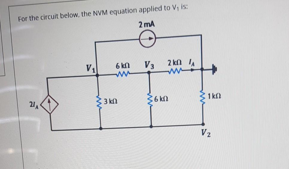 Solved For the circuit below, the NVM equation applied to V, | Chegg.com