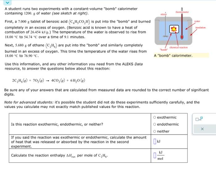 Solved A student runs two experiments with a constant-volume | Chegg.com