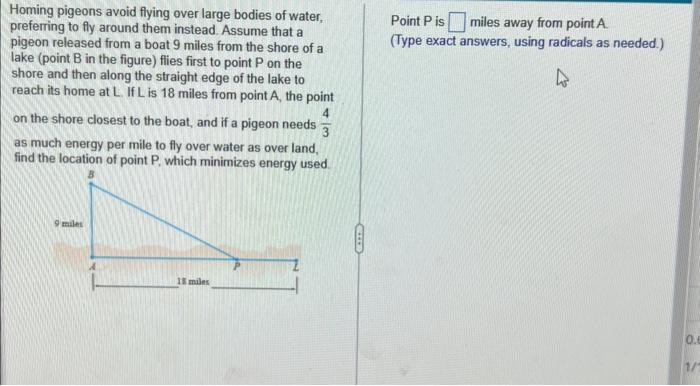 Solved Homing pigeons avoid flying over large bodies of | Chegg.com