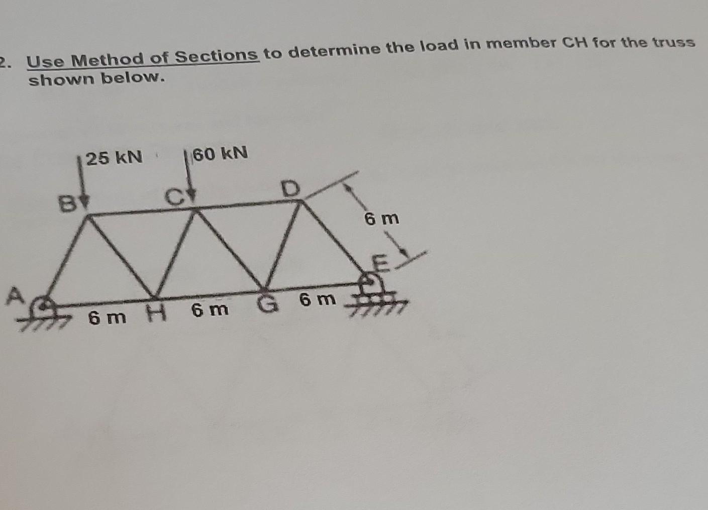 Solved Use Method of Sections to determine the load in | Chegg.com