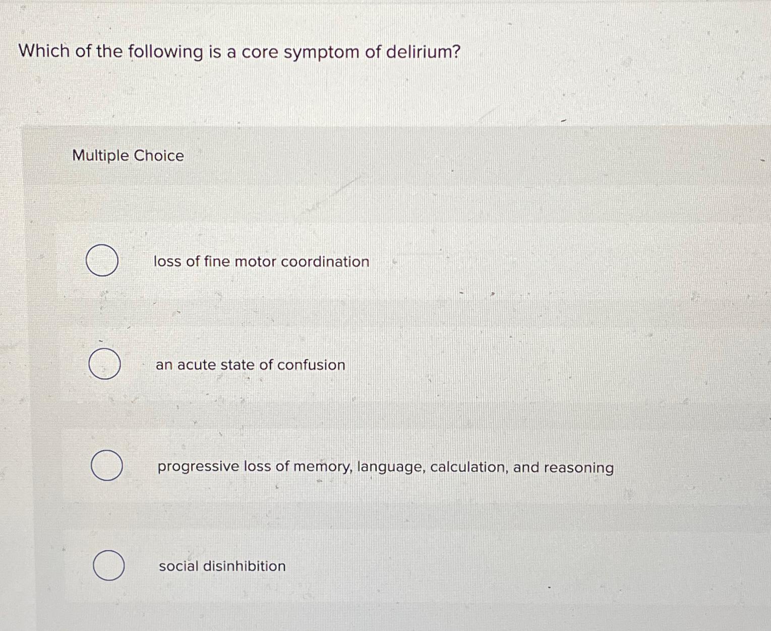 Solved Which of the following is a core symptom of | Chegg.com