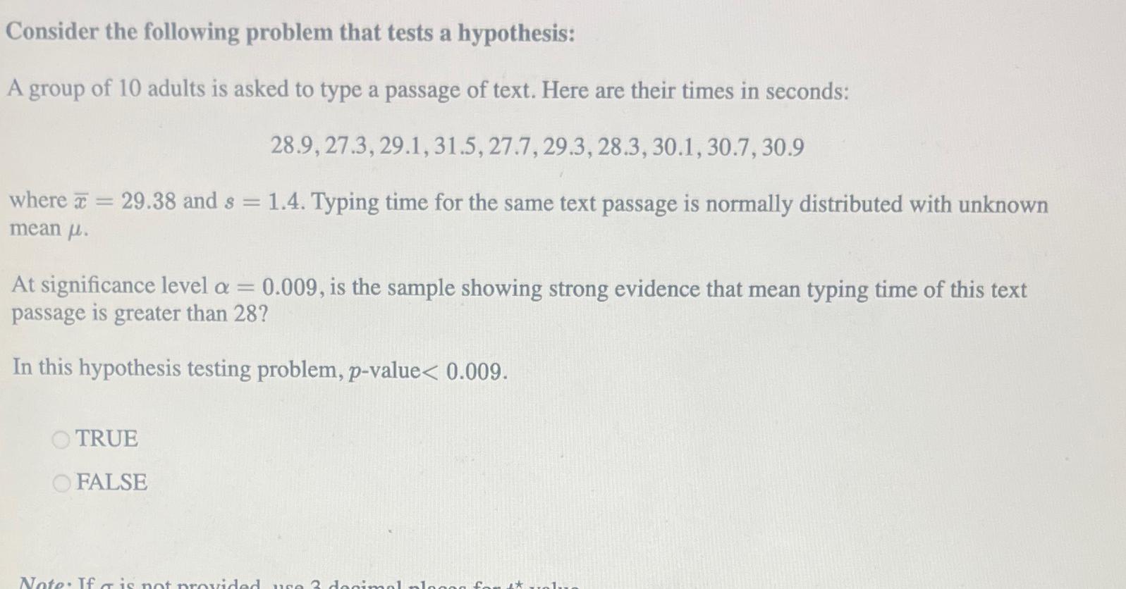 Solved Consider the following problem that tests a | Chegg.com