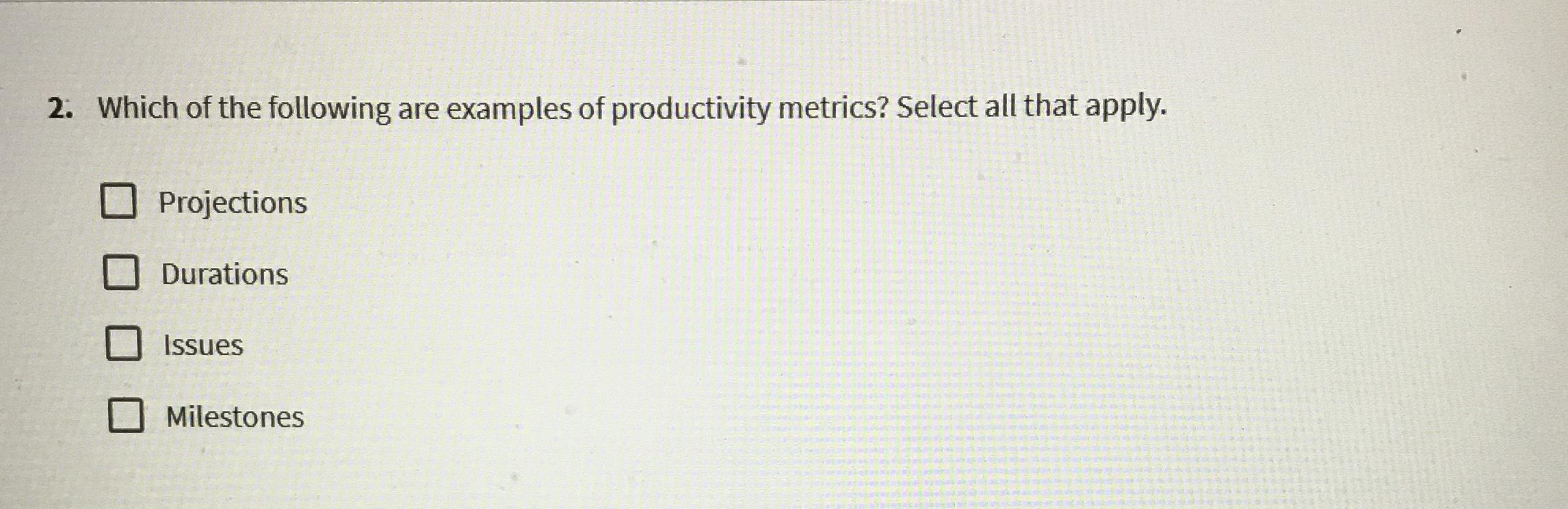 Solved Which of the following are examples of productivity | Chegg.com