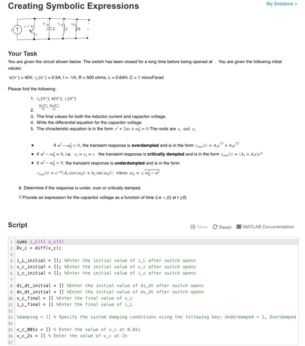 Solved Creating Symbolic Expressions My Solutions Your Task | Chegg.com