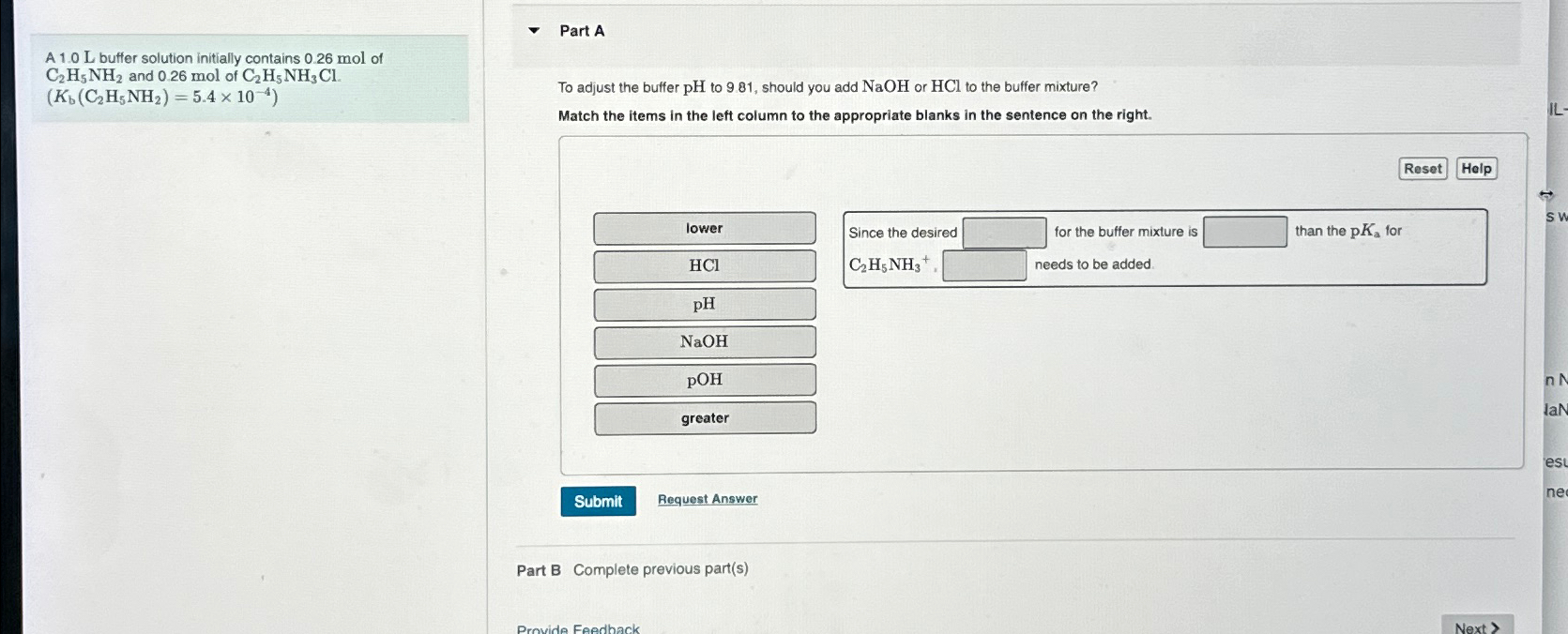 Solved Part AA 1.0L ﻿buffer solution initially contains | Chegg.com