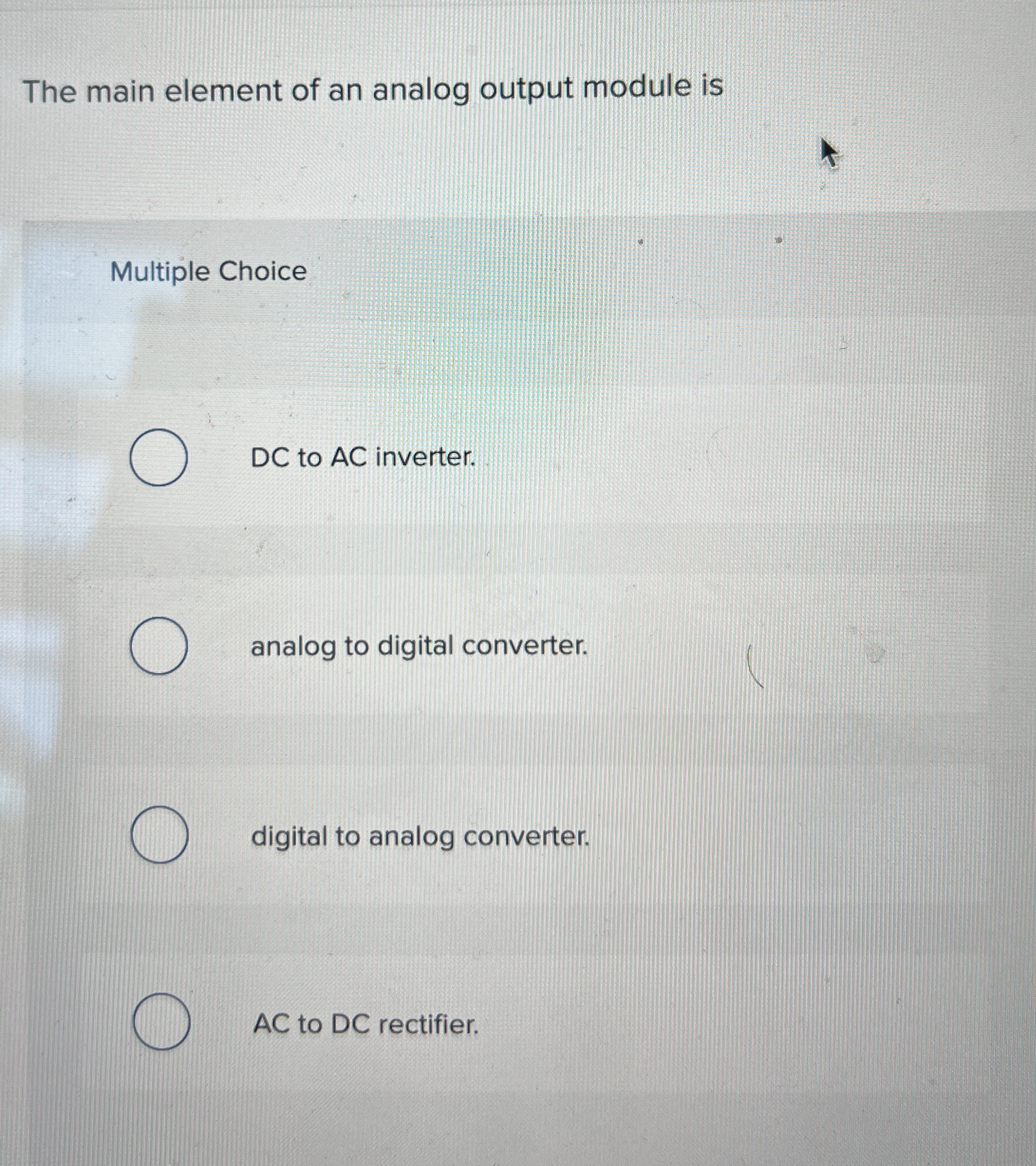 Solved The main element of an analog output module | Chegg.com