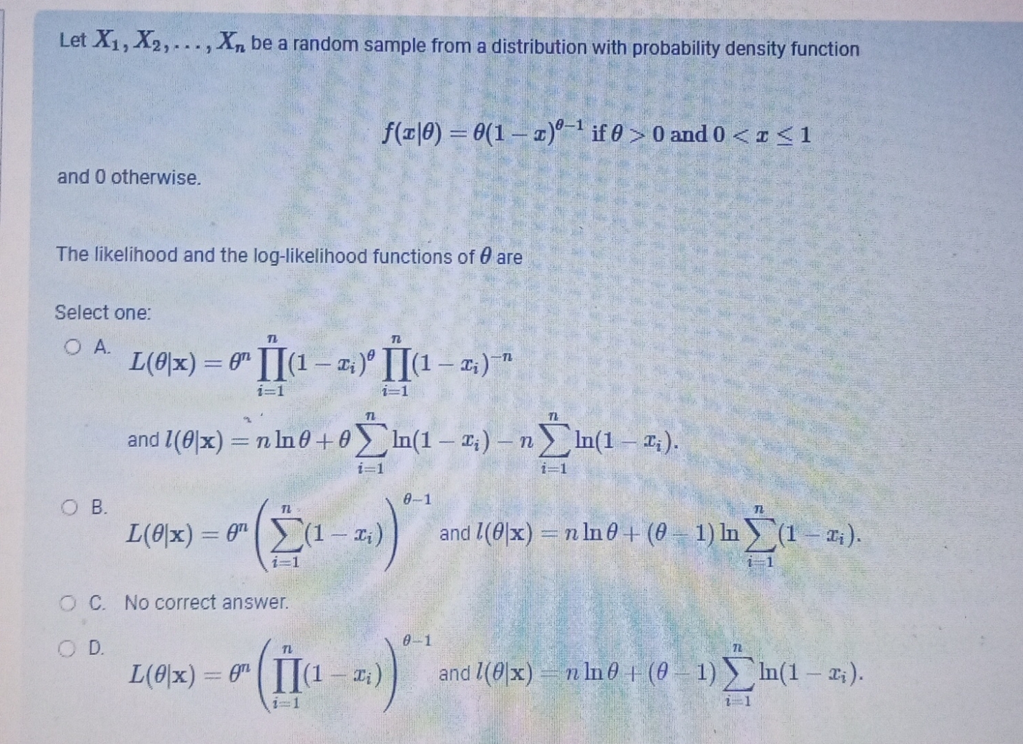 Solved Let x1,x2,dots,xn ﻿be a random sample from a | Chegg.com
