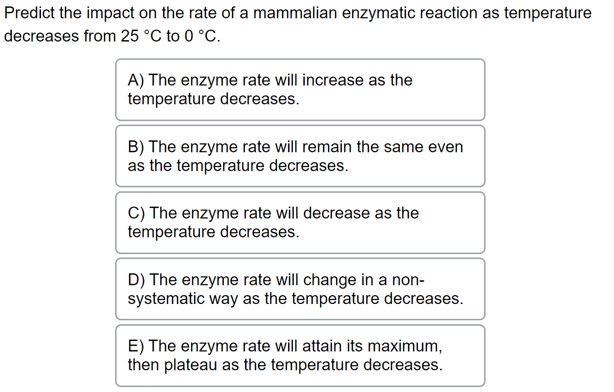 Solved Predict the impact on the rate of a mammalian | Chegg.com