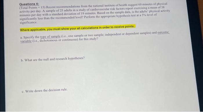 Solved Questions 4: (Total Points = 15) Recent | Chegg.com