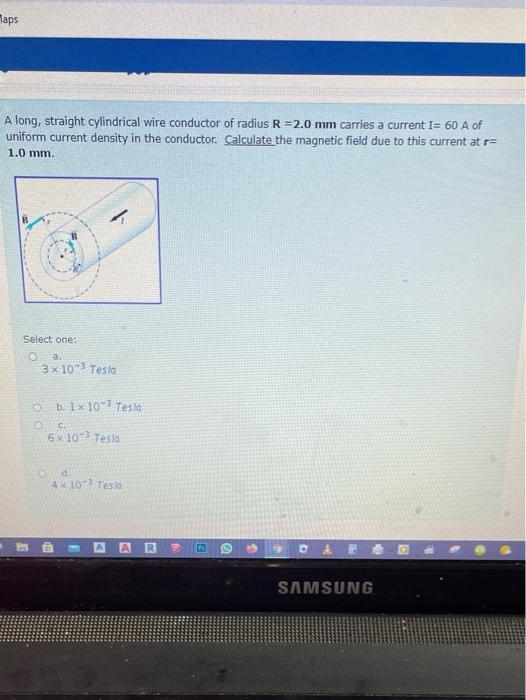Solved Maps A long, straight cylindrical wire conductor of | Chegg.com