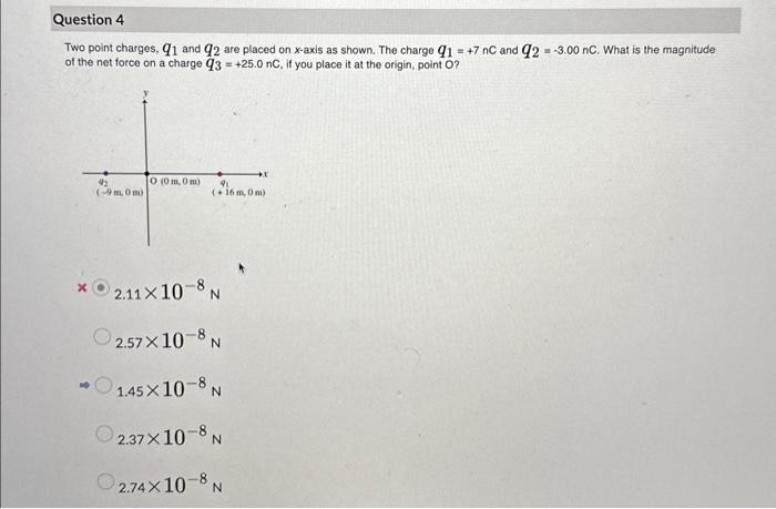 [Solved]: Two point charges, q1 and q2 are placed on x-axis