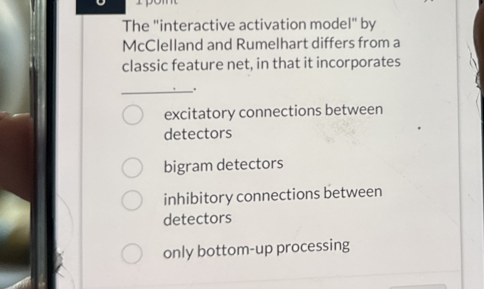 Solved The "interactive activation model" byMcClelland and | Chegg.com