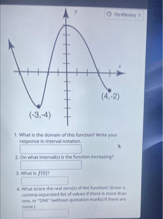 Solved 1. What is the domain of this function? Write your | Chegg.com