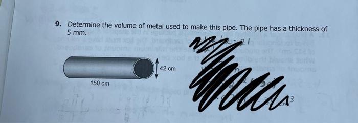 Solved 9. Determine the volume of metal used to make this | Chegg.com