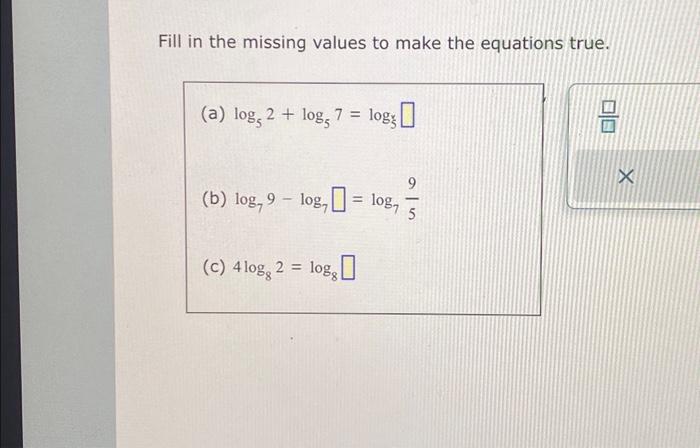 Fill in the missing values to make the equations | Chegg.com