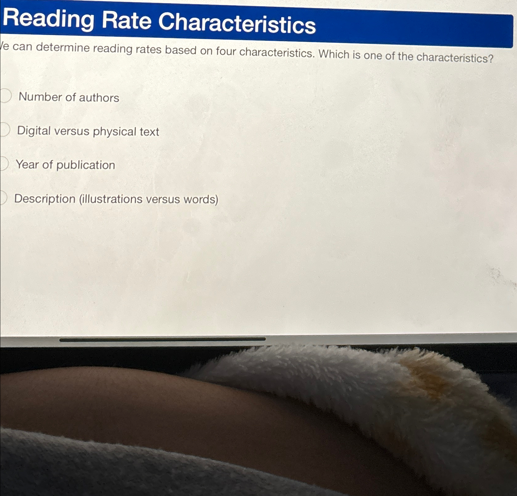 Solved Reading Rate Characteristicsle can determine reading | Chegg.com