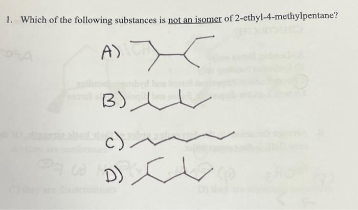 Solved 1. Which of the following substances is not an isomer | Chegg.com