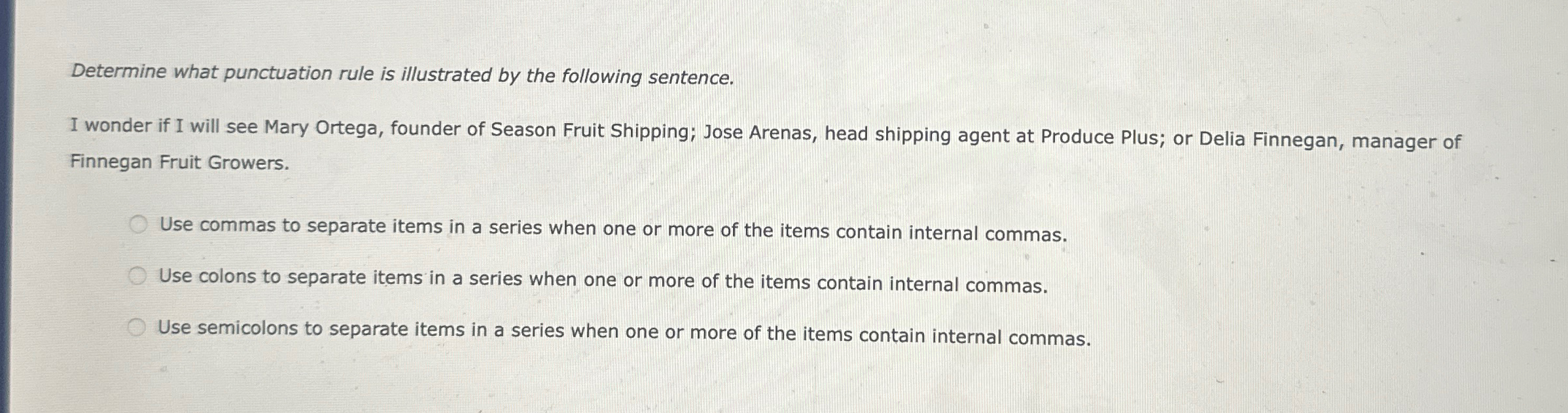 Solved Determine what punctuation rule is illustrated by the | Chegg.com