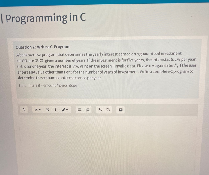 Solved | Programming in C Question 2: Write a C Program A | Chegg.com