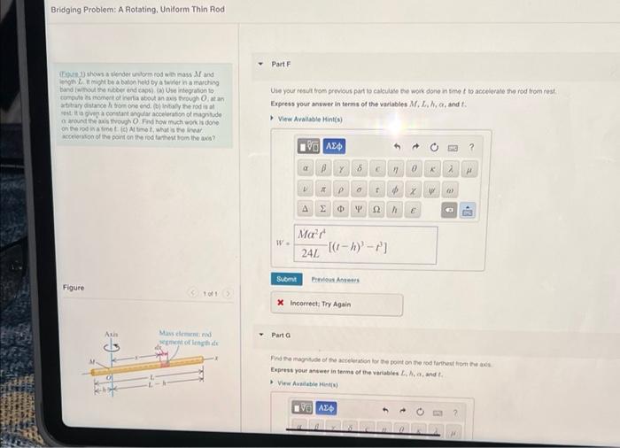 Solved Bridging Problem: A Rotating, Uniform Thin Rod Part F | Chegg.com