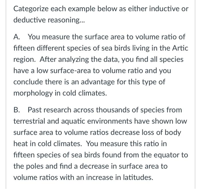 Solved Categorize each example below as either inductive or | Chegg.com