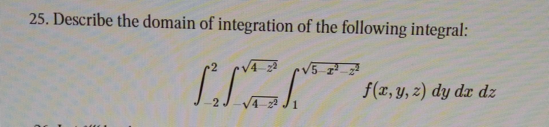 Solved 25. Describe the domain of integration of the | Chegg.com