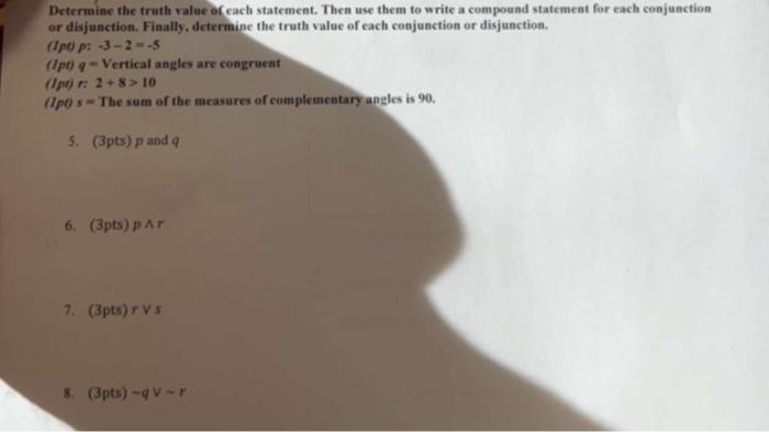 Solved Determine the truth value of each statement. Then use | Chegg.com