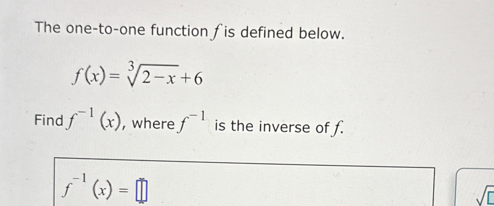 Solved The one-to-one function f ﻿is defined | Chegg.com