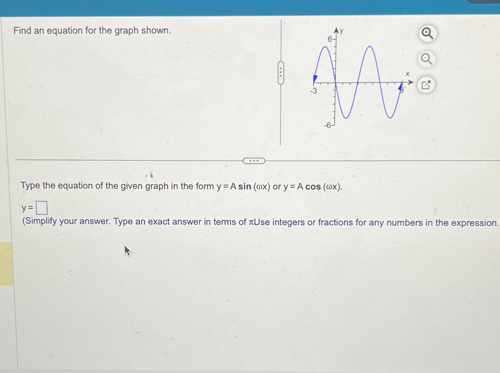 Solved Find an equation for the graph shown.Type the | Chegg.com