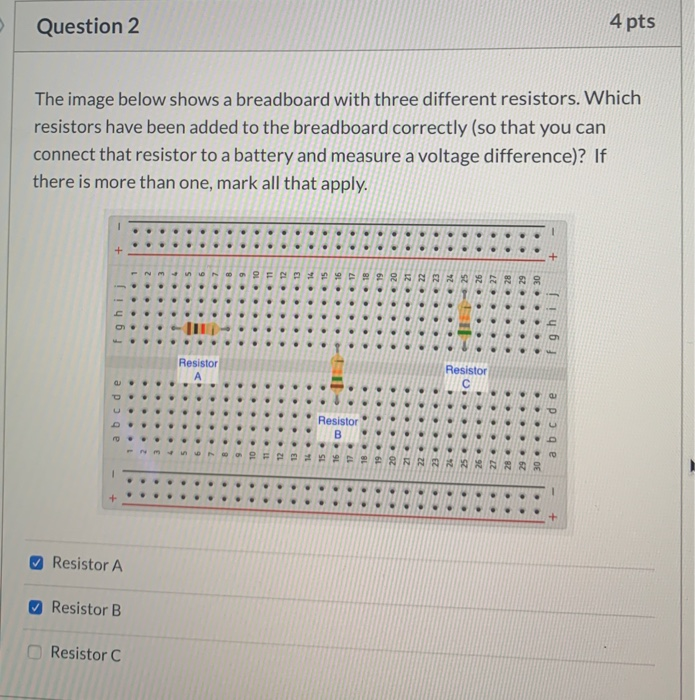 Solved The image below shows a portion of a breadboard with | Chegg.com
