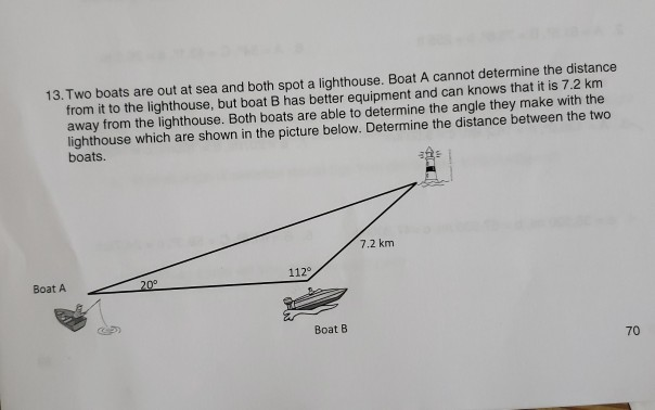 Solved 13. Two boats are out at sea and both spot a | Chegg.com