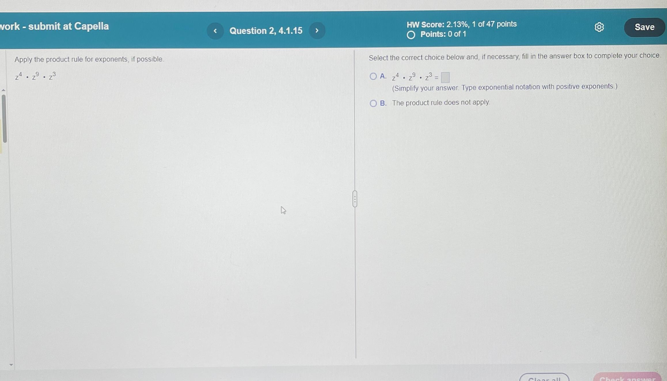 Solved vork - ﻿submit at CapellaQuestion 2, 4.1.15HW Score: | Chegg.com
