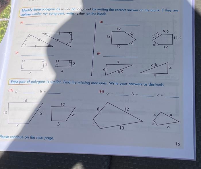Solved 10 (7) Identify these polygons as similar or | Chegg.com