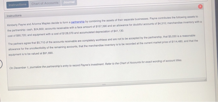 Solved Instructions Chart of Accounts Journal Instructions | Chegg.com