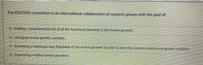 Solved The ENCODE consortium is an international | Chegg.com