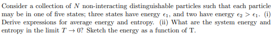 Consider a collection of N ﻿non-interacting | Chegg.com