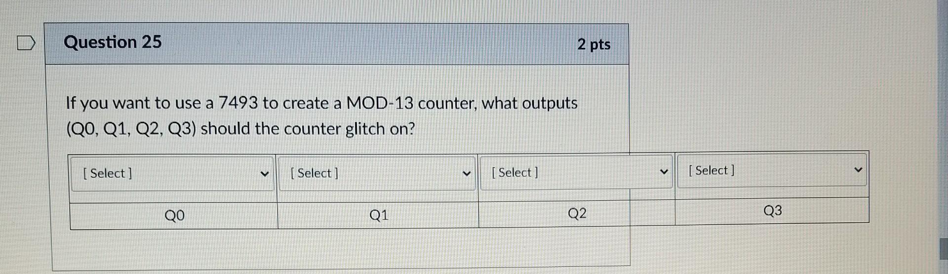 Solved Question 25 2 pts If you want to use a 7493 to create | Chegg.com