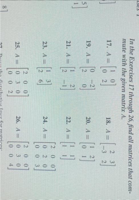 Solved In the Exercises 17 through 26 , find all matrices | Chegg.com