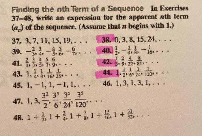 Solved 16+ Finding the nth Term of a Sequence In Exercises | Chegg.com